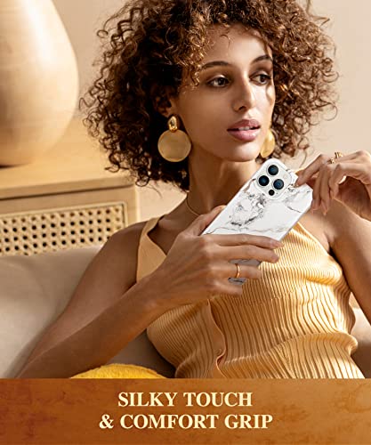 GVIEWIN for iPhone 13 Pro Max Case, Marble Soft TPU Shockproof Protective Case, Ultra Slim Thin Glossy Stylish Phone Cover, 6.7" 2021(White/Gold)
