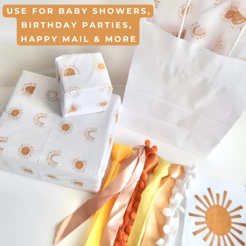 Lain & Lou Easter Tissue Paper for Packaging (25 Pack) Sunshine Boho Tissue Paper - Bulk Pastel Tissue Paper for Packaging Small Business - Boho Wrapping Paper - Orange Tissue Paper for Gift Bags
