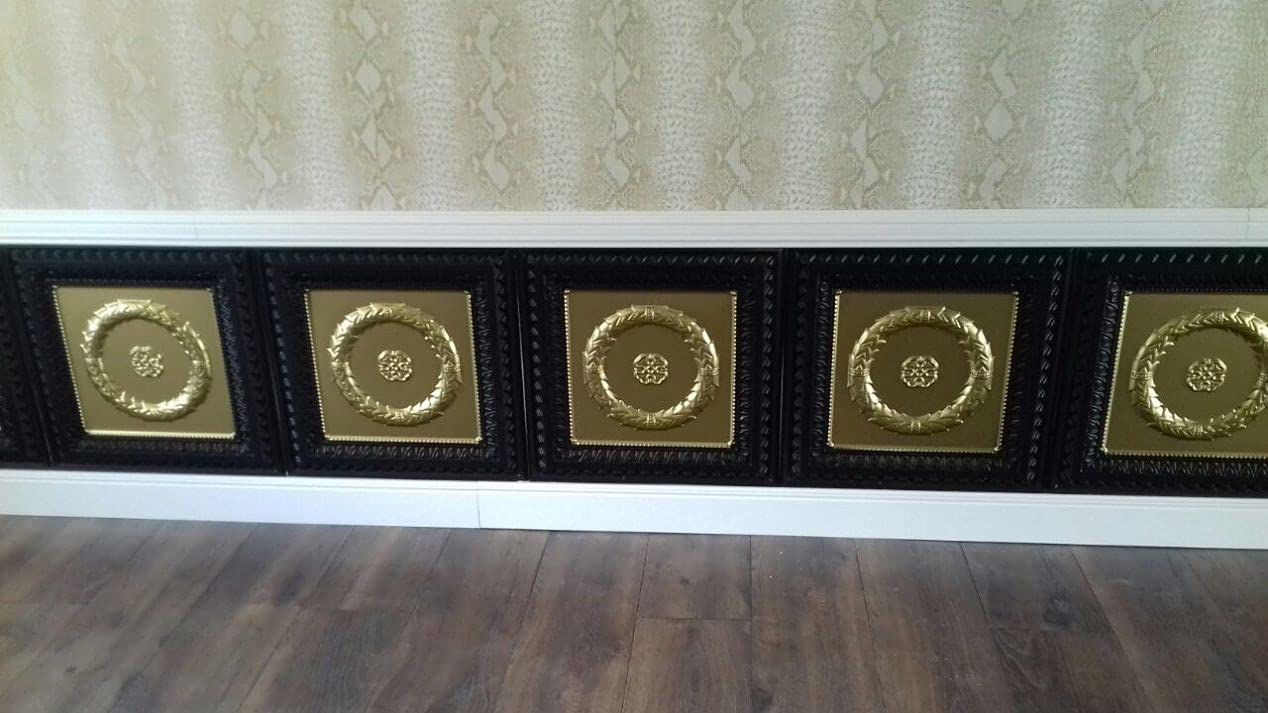 Charleston #210 PVC Decorative Ceiling Tiles 2' x 2' Glue-Up/Grid (Pack of 12 - Approx. 48 sq. ft.)(Antique Brass)