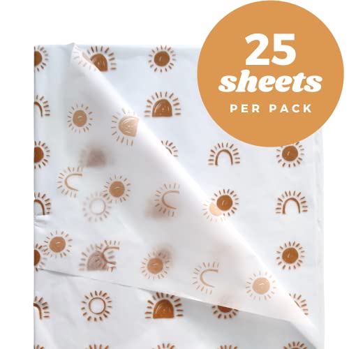 Lain & Lou Easter Tissue Paper for Packaging (25 Pack) Sunshine Boho Tissue Paper - Bulk Pastel Tissue Paper for Packaging Small Business - Boho Wrapping Paper - Orange Tissue Paper for Gift Bags