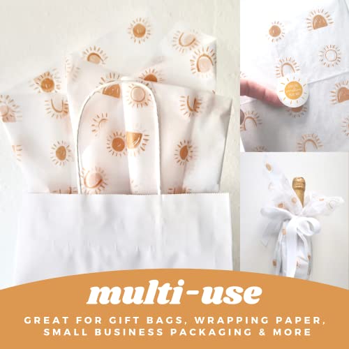 Lain & Lou Easter Tissue Paper for Packaging (25 Pack) Sunshine Boho Tissue Paper - Bulk Pastel Tissue Paper for Packaging Small Business - Boho Wrapping Paper - Orange Tissue Paper for Gift Bags