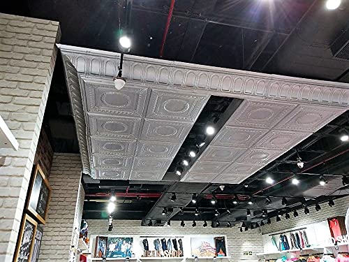 Charleston #210 PVC Decorative Ceiling Tiles 2' x 2' Glue-Up/Grid (Pack of 12 - Approx. 48 sq. ft.)(Antique Brass)