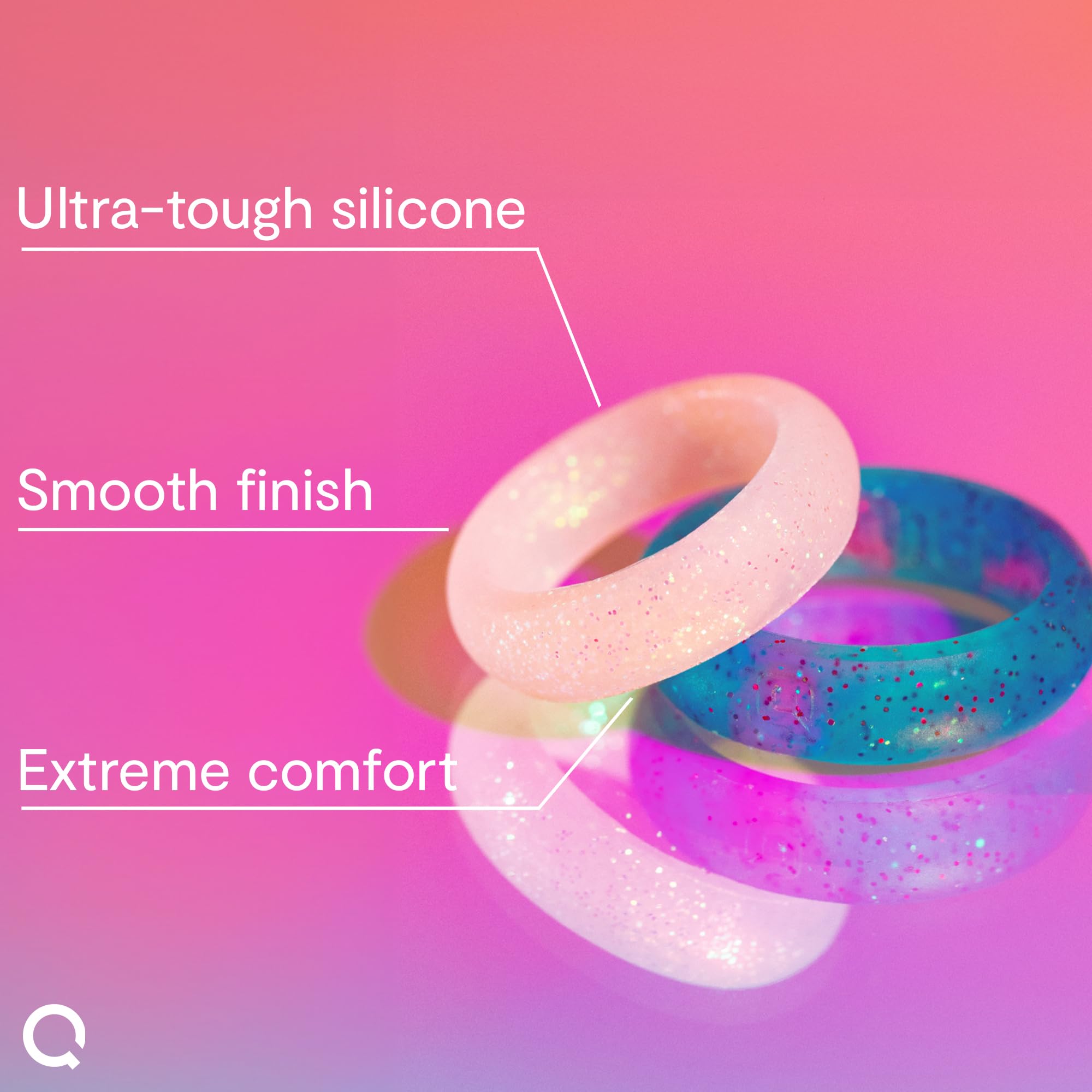 QALO Silicone Ring for Women, Pixie Dust Classic (Size 05) - Breathable & Durable Silicone Wedding Bands - Womens Silicone Wedding Rings - Rubber Engagement Rings for Her