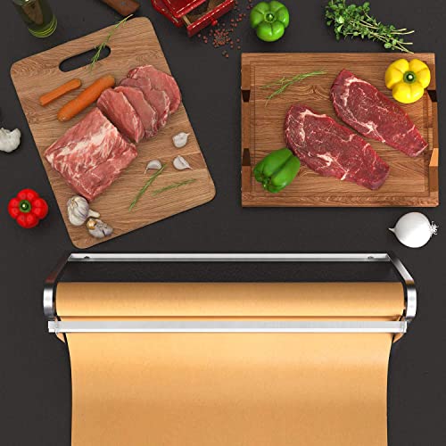 HFS(R) Paper Roll Holder Dispenser with Cutter Wall Mounted or Table Top for Cafe, Artist Studio, Office, Kitchen, Living 24"