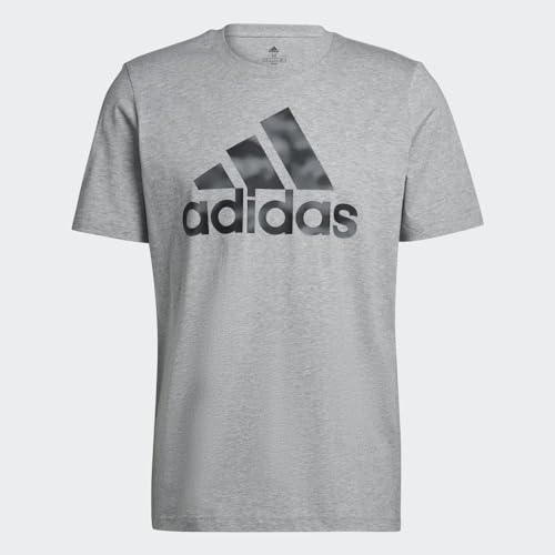 adidas Men's Essentials Camouflage Printed Tee, Medium Grey Heather, Large