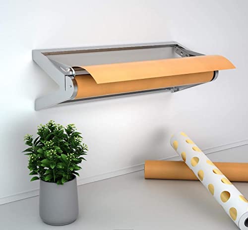 HFS(R) Paper Roll Holder Dispenser with Cutter Wall Mounted or Table Top for Cafe, Artist Studio, Office, Kitchen, Living 24"