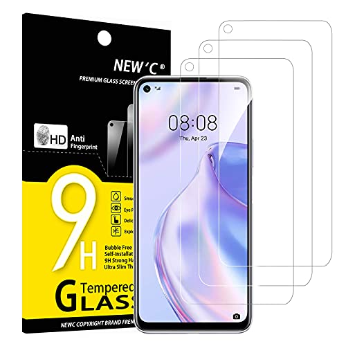 NEW'C 3 Pack Designed for Huawei P40 Lite 5G, [Not for Huawei P40 Lite 4G] Anti-Scratch Screen Protector Tempered Glass, Case Friendly Anti Scratch Bubble Free Ultra Resistant