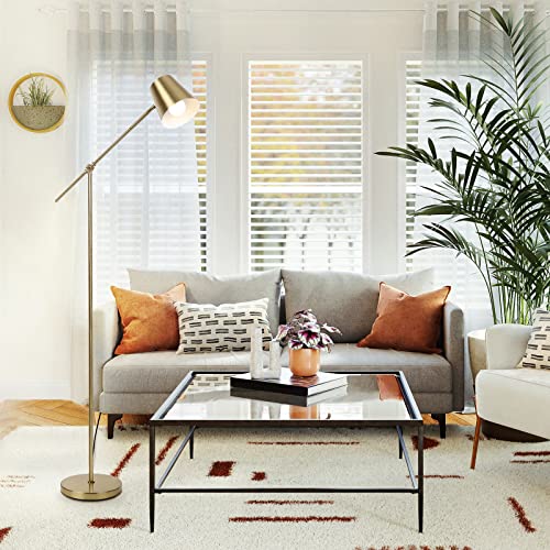 Alldio Gold Floor Lamp, Modern Cantilever 70" Adjustable Tall Lamp Full Metal Standing Pole Light for Living Room Reading House Bedroom Home Office