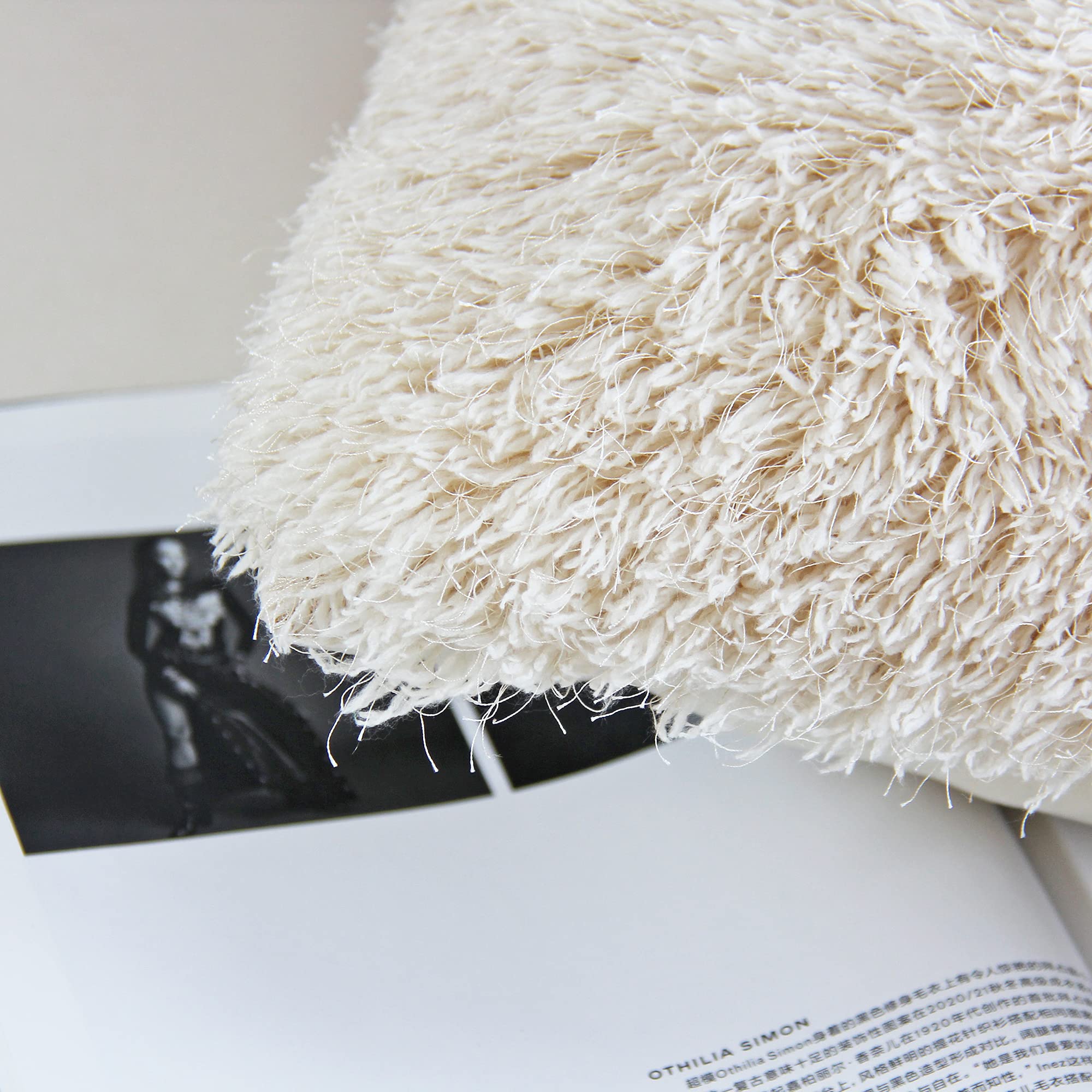 JOJUSIS Fluffy Decorative Throw Pillows Covers 18x18 Inch Luxury Soft Faux Fur Fleece Cushion Cover Pillowcase Pack of 2 Beige