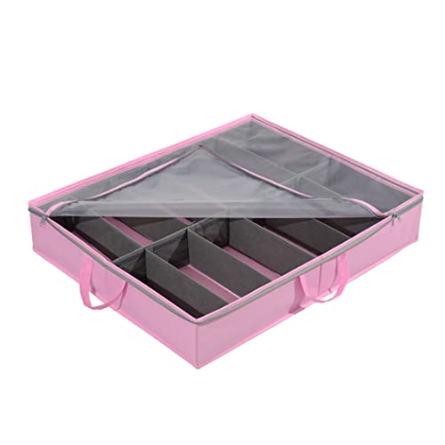 Amazon Basics Fabric Underbed Shoe Storage Organizer with Handles - Pink, Pack of 2