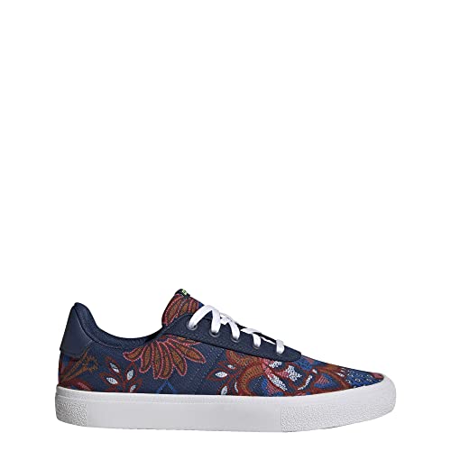 adidas Women's VULCRAID3R Skate Shoe, Mystery Blue/Hi-Res Yellow/FTWR White, 8.5