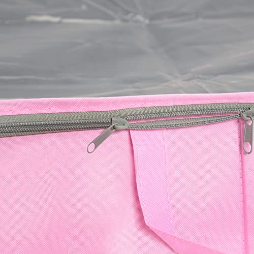 Amazon Basics Fabric Underbed Shoe Storage Organizer with Handles - Pink, Pack of 2