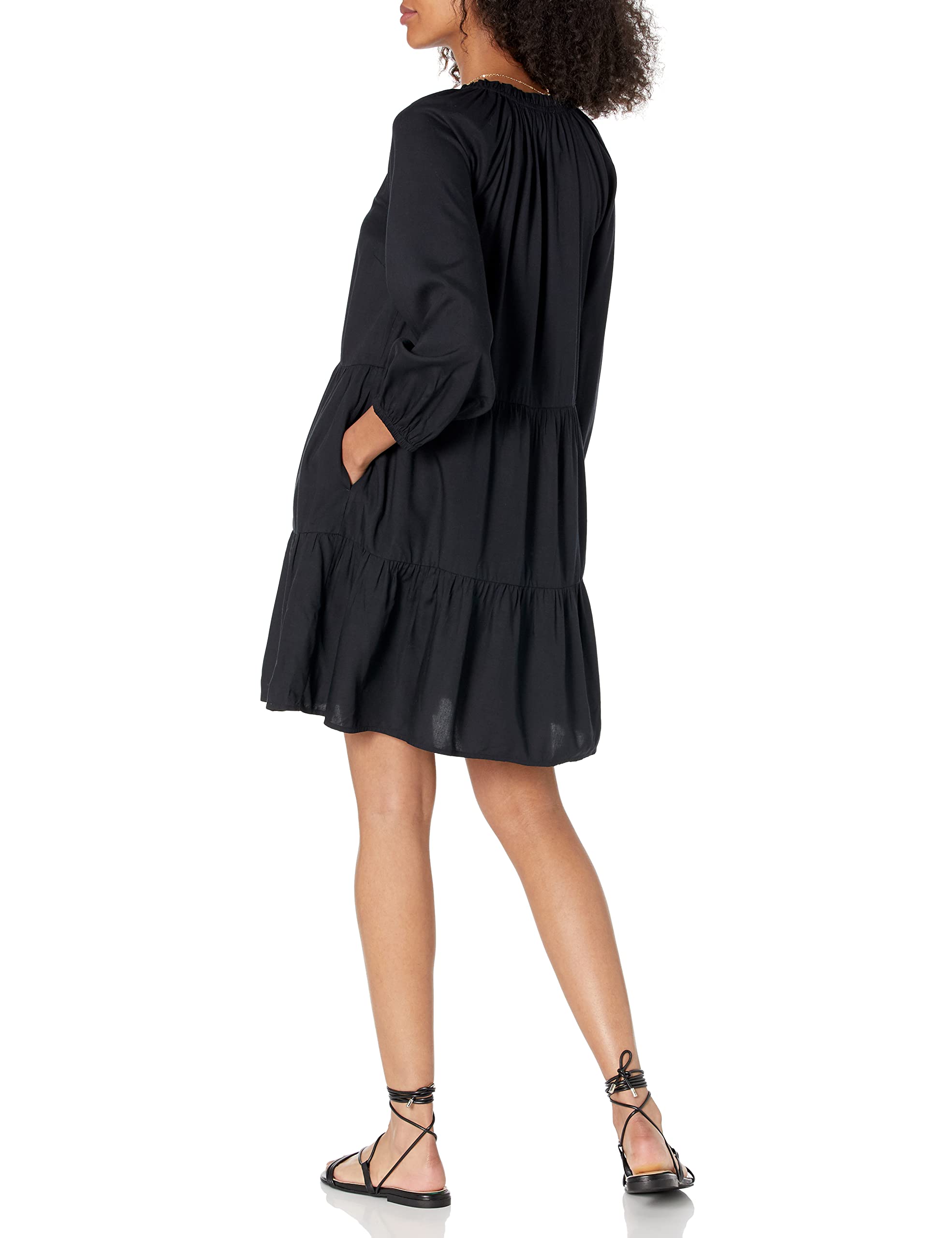 The Drop Women's @caralynmirand Ruffle-Neck Tiered Mini Dress, Black, 2X, Plus Size