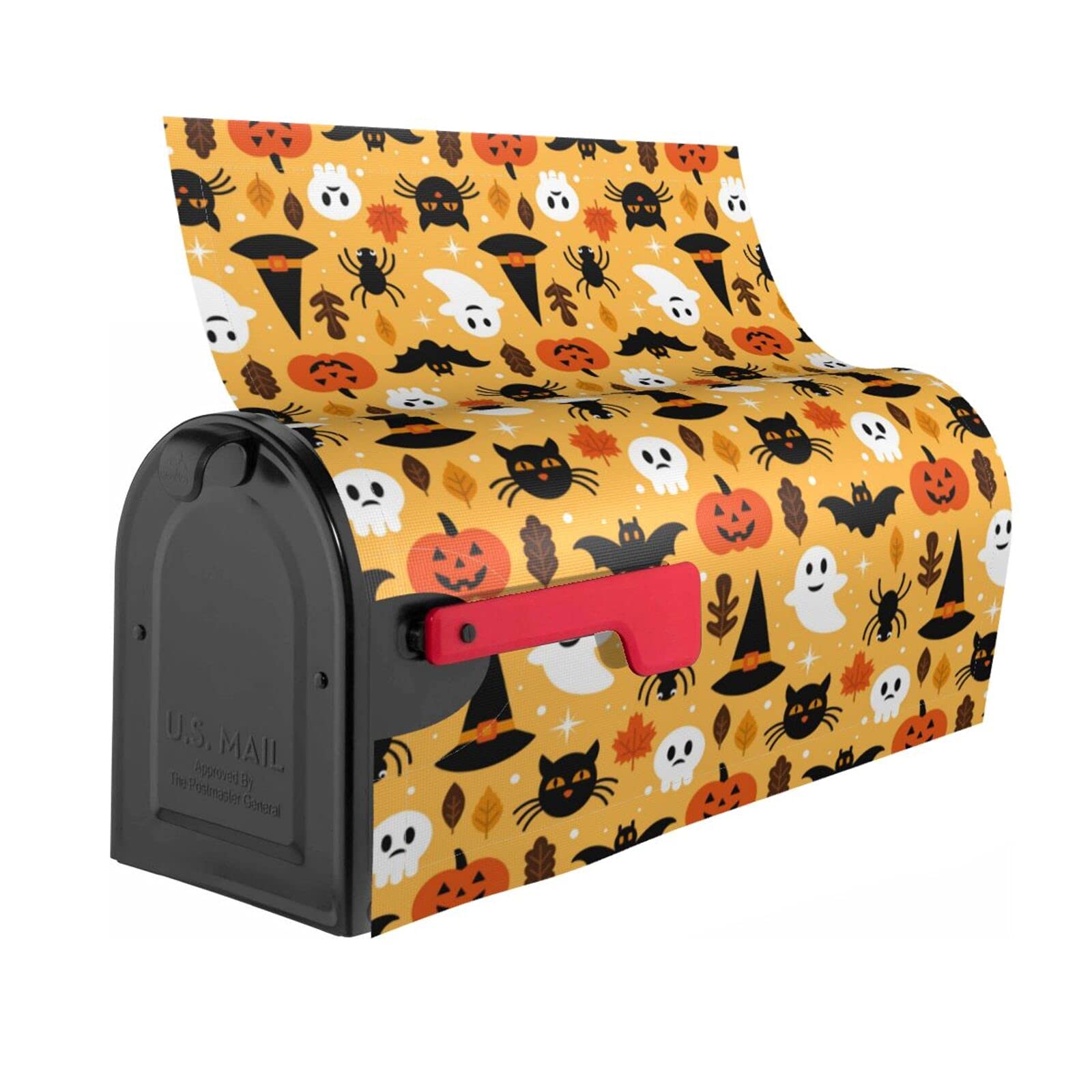 Joyidec Halloween Ghost Cat Mailbox Covers Magnetic Standard Size Waterproof Mailbox Wraps Post Letter Box for Courtyard Garden Yard Fence Decor 21x18 in