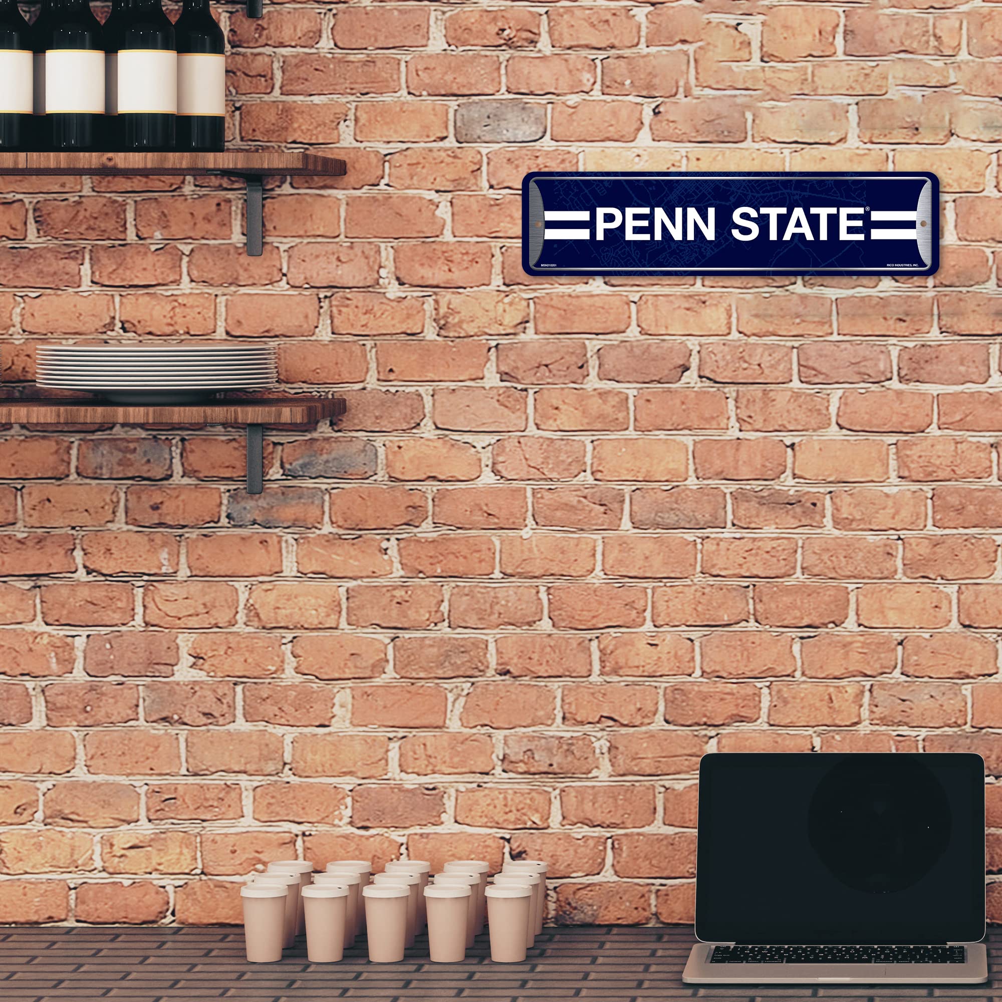 Rico Industries NCAA Penn State Nittany Lions Home Décor Metal Street Sign (4" x 15") - Great for Home, Office, Bedroom, & Man Cave - Made