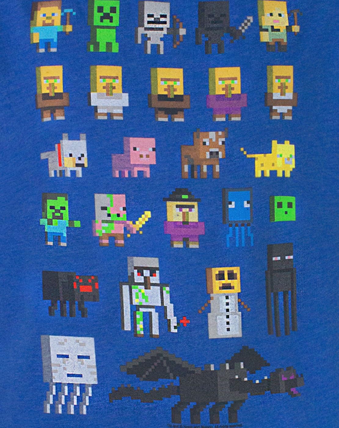 Minecraft T Shirt for Boys Sprites Short Sleeve Kids Top 9-10 Years Blue