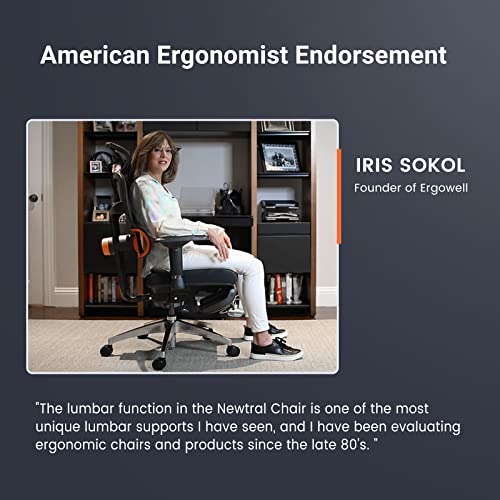 Newtral Ergonomic Office Chair with Footrest- High Back Desk Chair with Unique Adjustable Lumbar Support, Seat Depth Adjustment, Tilt Function, 4D Armrest Recliner Chair for Home Office