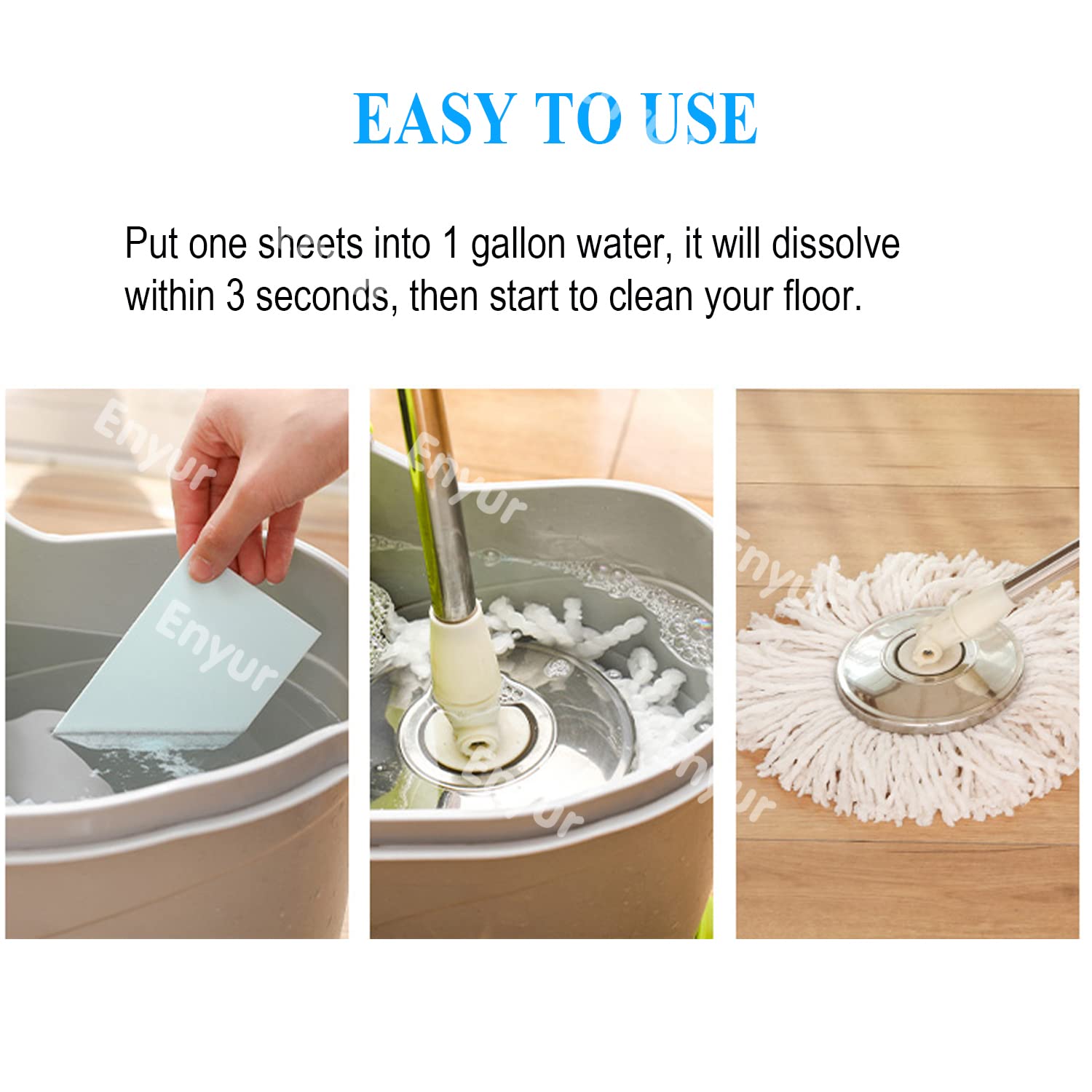 Enyur Floor Cleaner Sheets for Mopping Ultra-Concentrated Floor Sheets - Dissolves Instantly in Water Multi-Surface Cleaner for Non Stubborn Stains, Portable box 32 Sheets