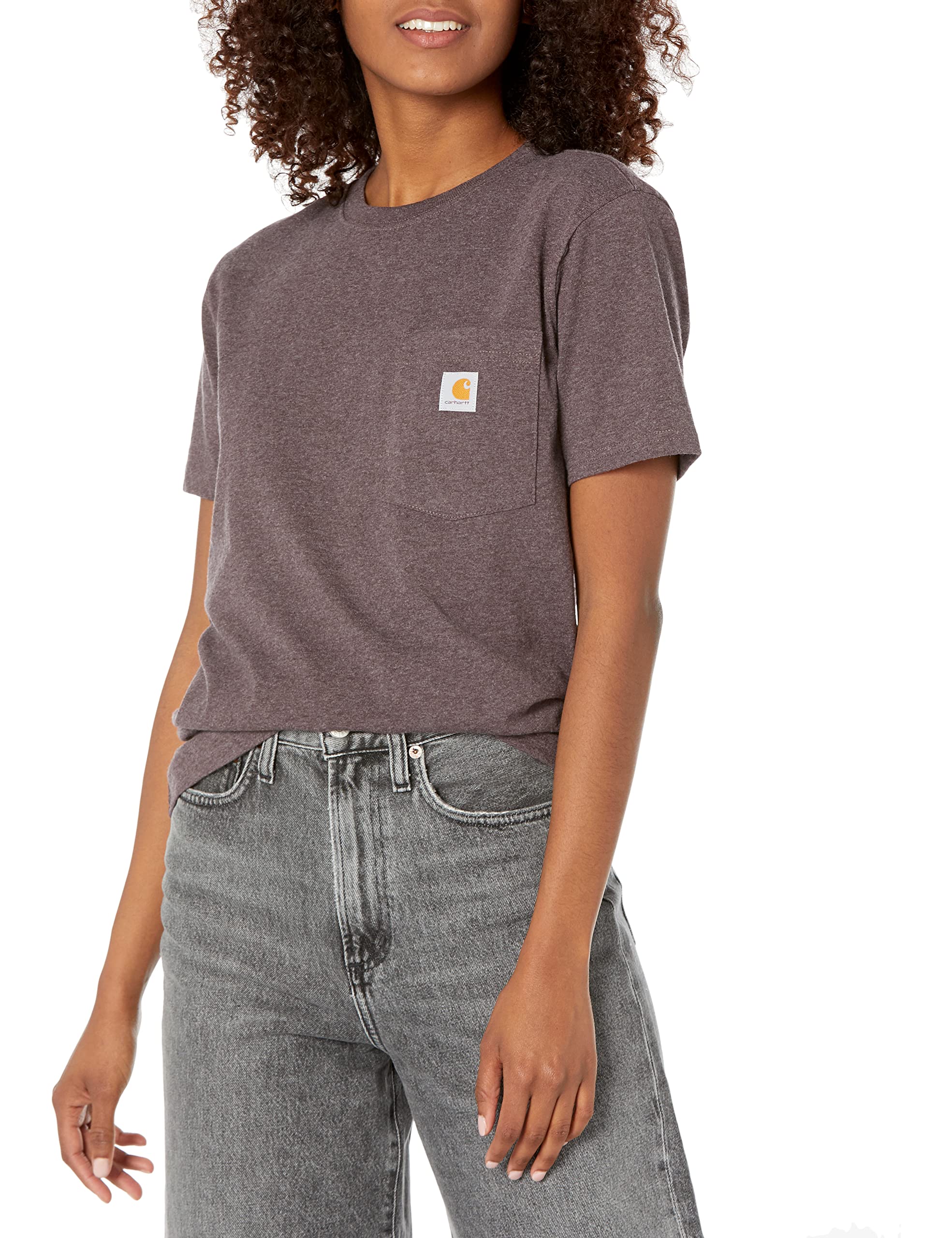 Carhartt Women's Loose Fit Heavyweight Short-Sleeve Pocket T-Shirt (Also Available in Plus Sizes), BlackBerry Heather, X-Large