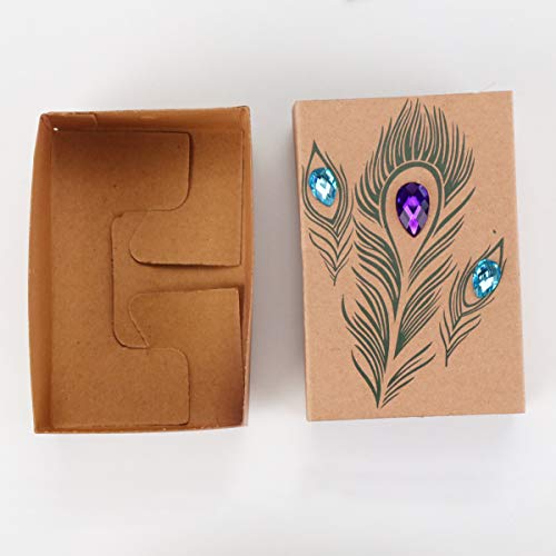 Faylapa Suitcase Candy Boxes, Party Favor Candy Box, Vintage Kraft Paper Gift Bag for Travel Theme Party,Wedding,Birthday,Bridal Shower (Peacock Feather 50pcs)