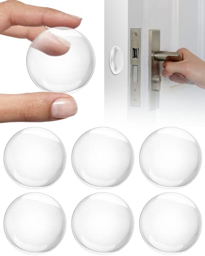 Door Stoppers Wall Protector,6Pcs Wall Door Knob Protector, Door Bumper Self Adhesive, Reusable Soft Rubber Bumper, Wall Protectors from Door Knobs, Quiet and Shock Absorbent Door Stops (Clear)