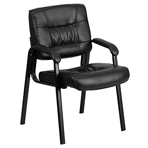 Flash Furniture Black LeatherSoft Executive Side Reception Chair with Black Metal Frame