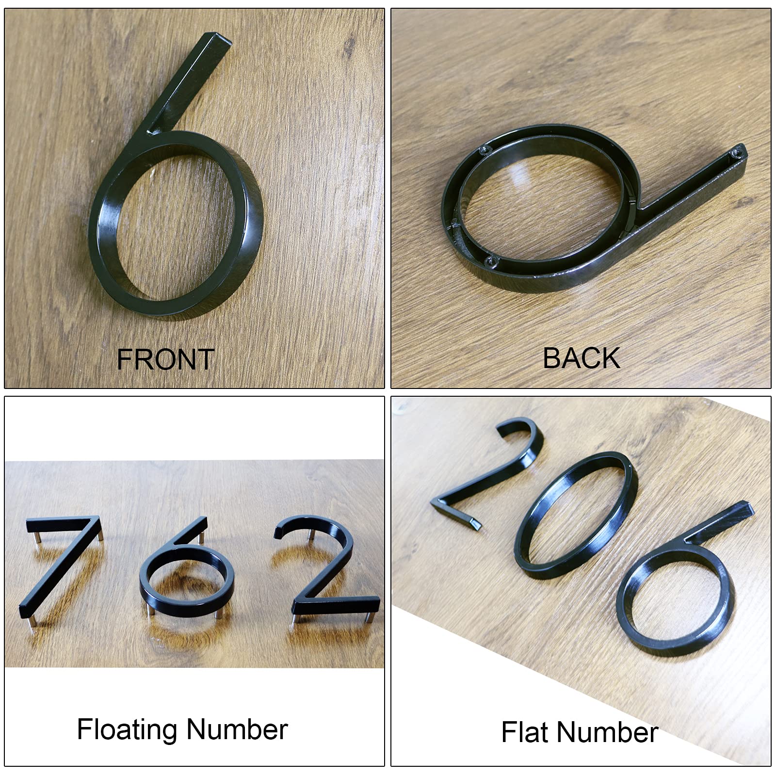 5 Inch House Numbers for Outside, Metal Modern Floating House Numbers, Garden Door Mailbox Decor Number with Nail Kit, Visibility Signage (Black 3)