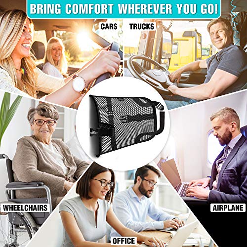 BOD Lumbar Mesh Back Support - Bring Comfort to an Office Chair, Car, and Truck Seat for Lower Back Pain Relief Behind Your Desk for All Day Pillow Like Comfort