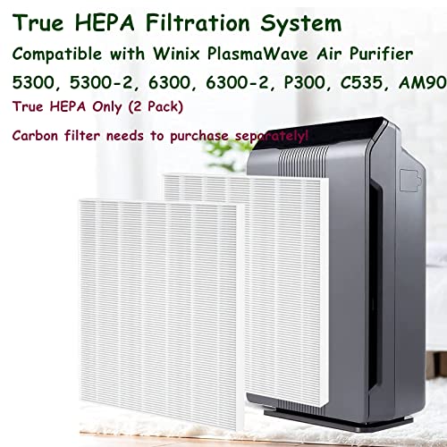 115115 Size 21 Replacement Filter A Compatible with Winix C535 C909, Winix PlasmaWave 5300, 6300, 5300-2, 6300-2, P300 Plasma wave Air Cleaner Purifier, True HEPA Filter Only 2 Pack