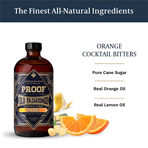Old Fashion Cocktail Mix - Made with Real Ingredients & Cane Sugar - Orange Flavor - Fast, Easy, Delicious, Handcrafted Cocktail Syrup - - 16oz - 1 Bottle