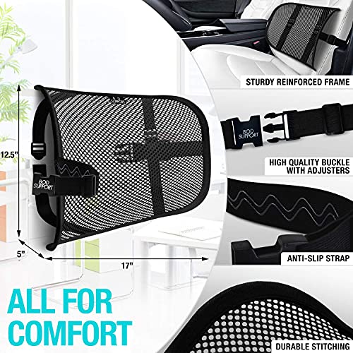 BOD Lumbar Mesh Back Support - Bring Comfort to an Office Chair, Car, and Truck Seat for Lower Back Pain Relief Behind Your Desk for All Day Pillow Like Comfort