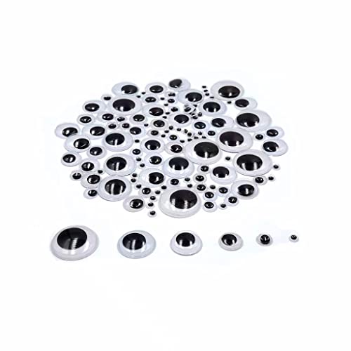 120pcs Black Googly Eyes Self Adhesive 6 Mixed Assorted Sizes, 6mm to 30mm Sticker Plastic Wiggle Googly Eyes for Crafts DIY Art Decorations 6 10 15 20 25 30mm