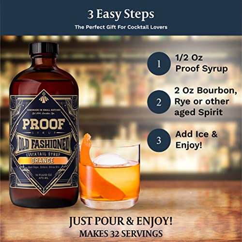 Old Fashion Cocktail Mix - Made with Real Ingredients & Cane Sugar - Orange Flavor - Fast, Easy, Delicious, Handcrafted Cocktail Syrup - - 16oz - 1 Bottle