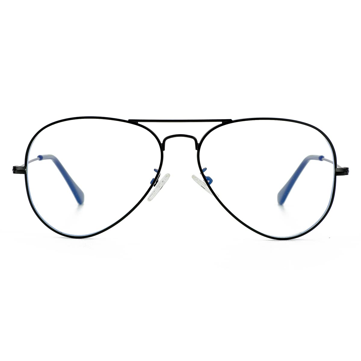 JOVAKIT Aviator Clear Lens Glasses for Women Men Non-prescription Eyeglasses Blue Light Blocking Lens Metal Frame (Black)