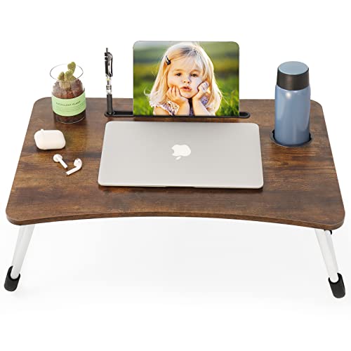 Laptop Stand for Bed,Folding Bedtray Table ,Notebook,Cup and Phone Holder,Portable Laptop Desk Watching and Eating for Bed,Couch,Floor