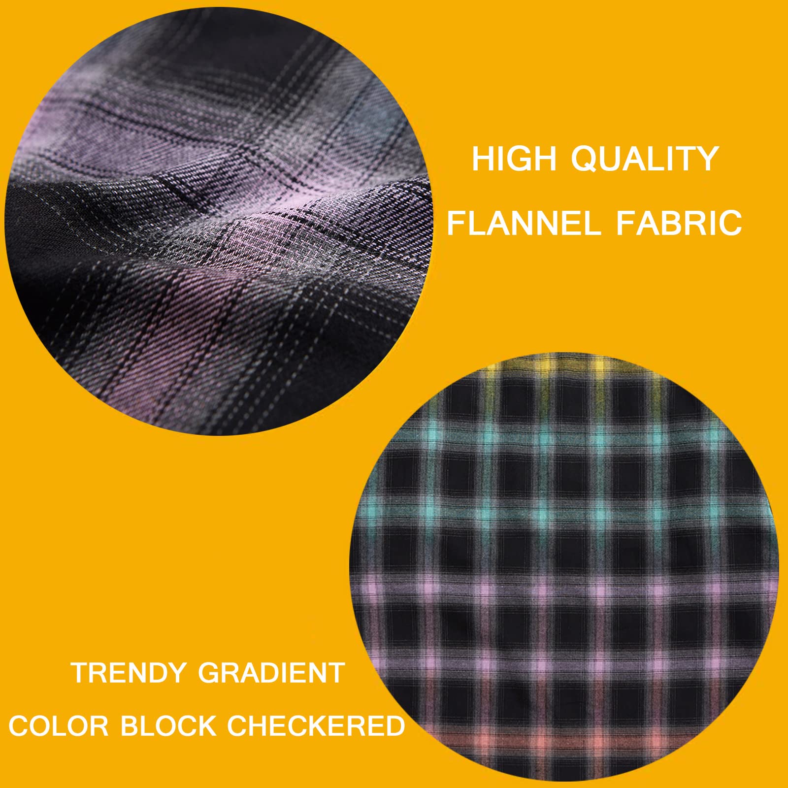 DEVIL KING Men's Hooded Flannel Shirts Jackets Casual Long Sleeve Lightweight Flannel Hoodie Rainbow