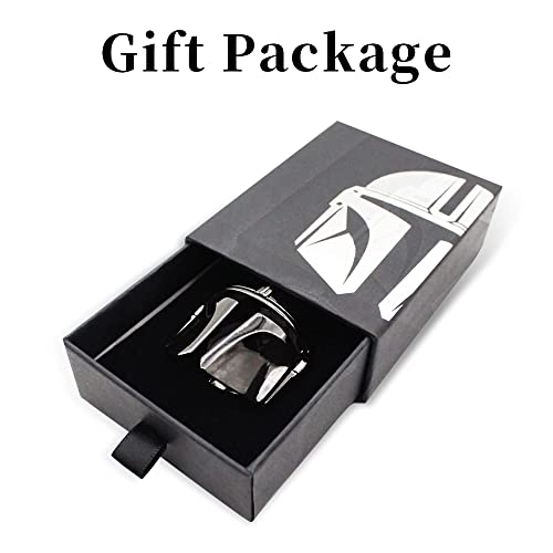 BestEvMod Mando Style Universal Car Engine Start Stop Button Cover Anti-Scratch Push Start Button Protective Cover 3D Cool Car Interior Accessories(Chrome Black)