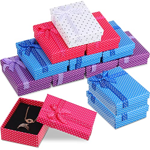 Henoyso 24 Pcs 2.7 x 3.5 Inch Jewelry Gift Boxes Empty Cardboard Jewelry Boxes Packaging Decorative Small Boxes for Gifts Ring Necklace Earring Christmas, 4 Colors