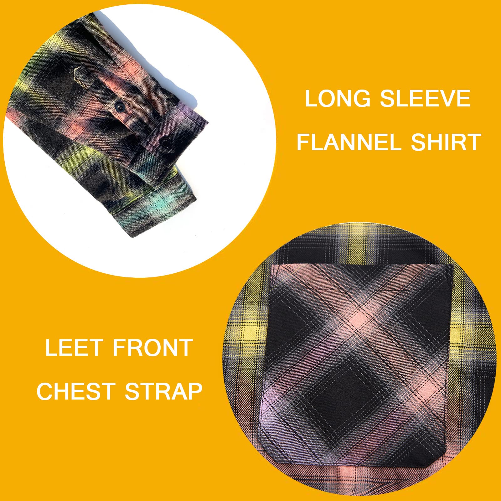 DEVIL KING Men's Hooded Flannel Shirts Jackets Casual Long Sleeve Lightweight Flannel Hoodie Rainbow