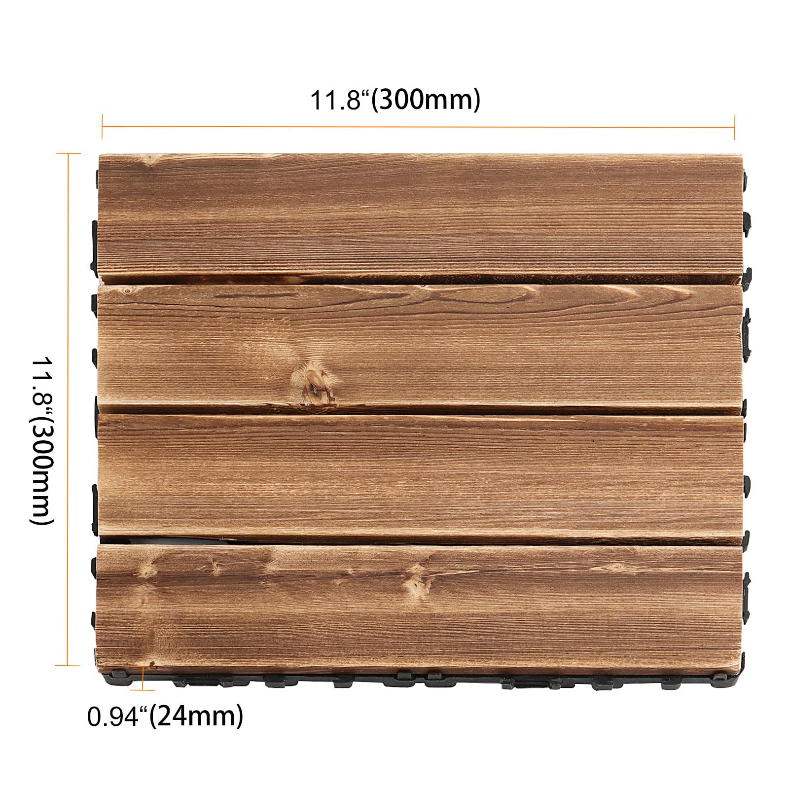 SEUNMUK 7 Pack Interlocking Flooring Tiles Patio Wood Deck Tiles, 12 x 12 Inch Wood Plastic Composite Tiles Outdoor Interlocking Tiles for Indoor Outdoor Patio Garden Deck Poolside Brown, Waterproof