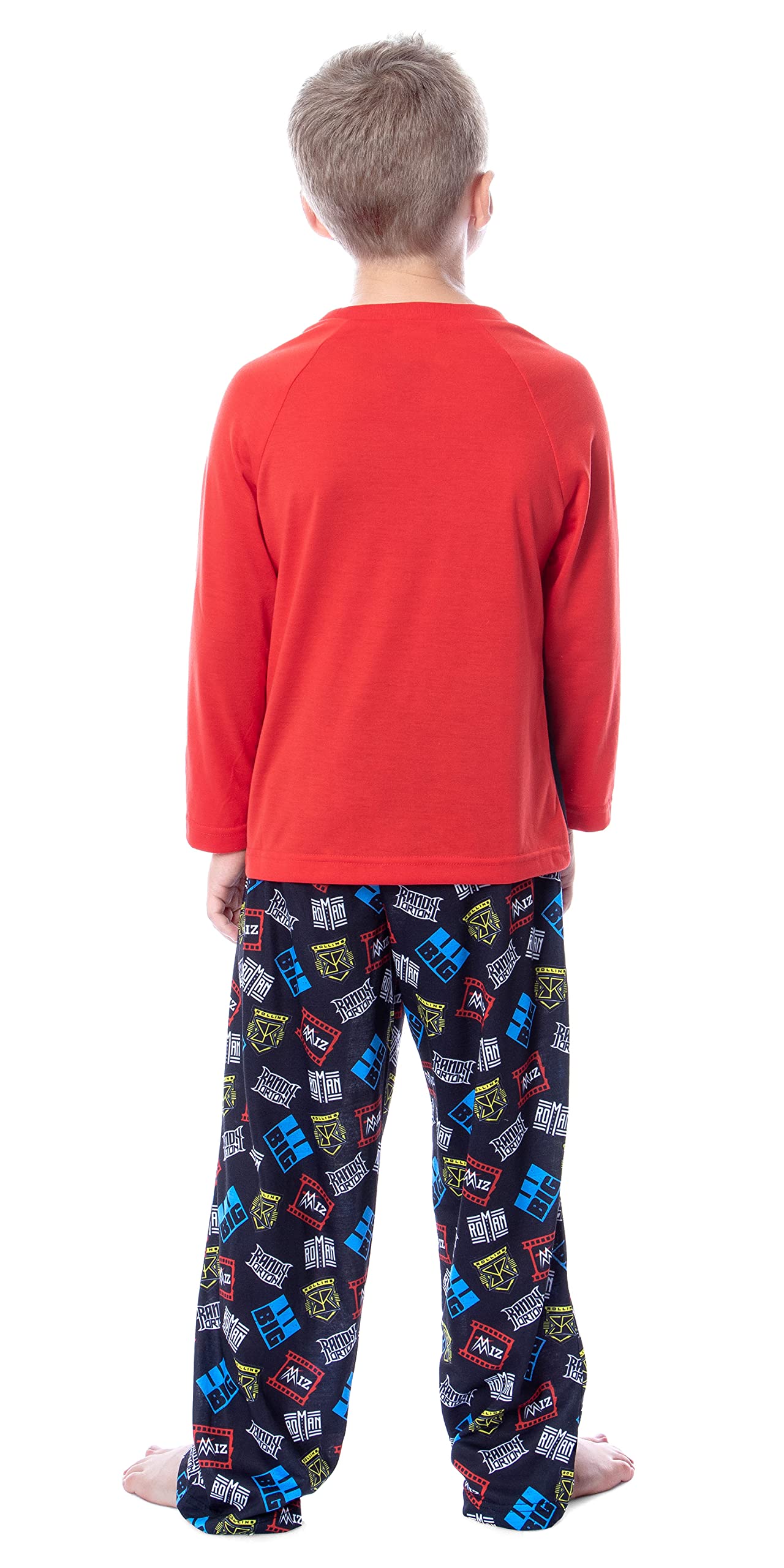 INTIMO WWE Boys' Wrestling Randy Orton Roman Reigns Raglan Sleep Pajama Set (4/5) Black
