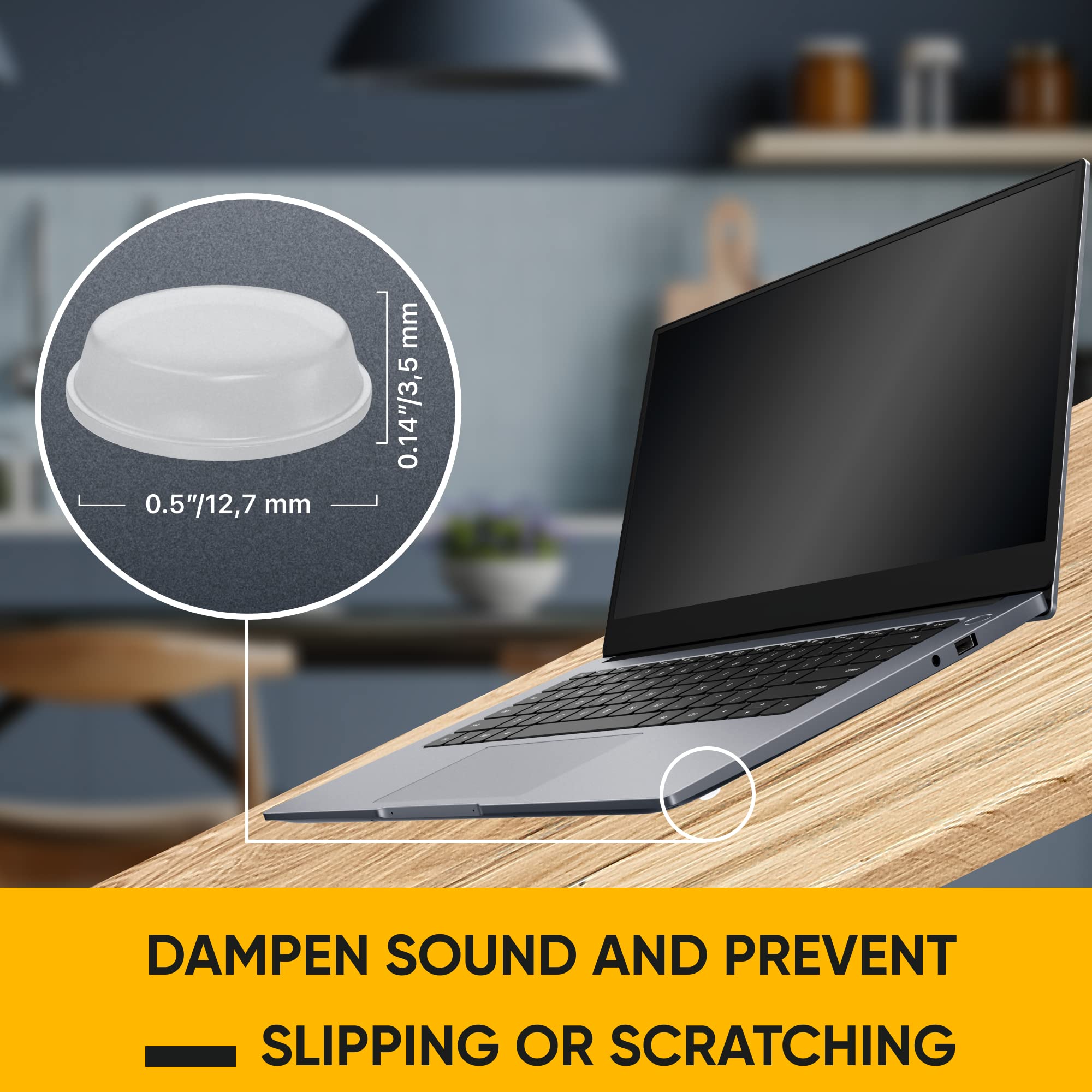 Vellax Self Adhesive Cabinet Door Bumpers - 64 pcs Sticky Silicone Clear Sound Dampening Rubber Bumpers for Wall Protection, Kitchen Furniture, Decor, Drawer Stops