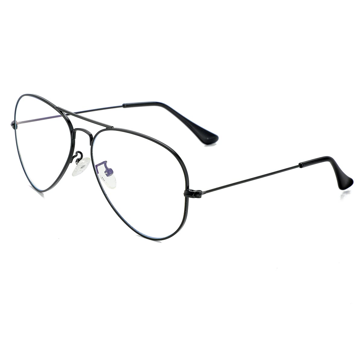 JOVAKIT Aviator Clear Lens Glasses for Women Men Non-prescription Eyeglasses Blue Light Blocking Lens Metal Frame (Black)