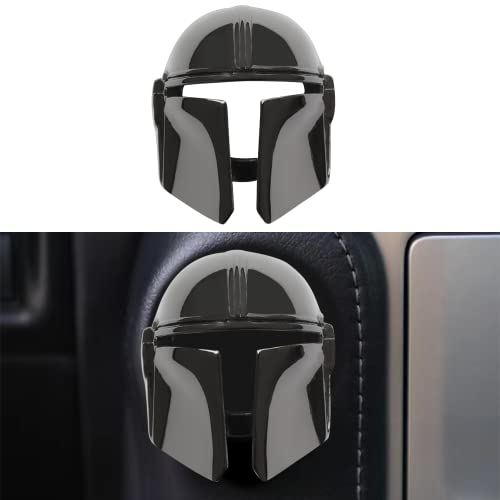 BestEvMod Mando Style Universal Car Engine Start Stop Button Cover Anti-Scratch Push Start Button Protective Cover 3D Cool Car Interior Accessories(Chrome Black)