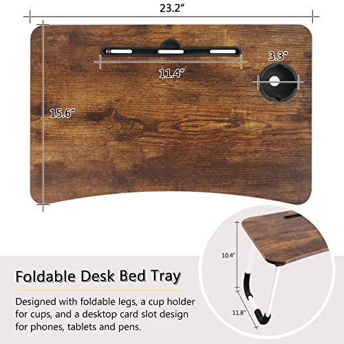Laptop Stand for Bed,Folding Bedtray Table ,Notebook,Cup and Phone Holder,Portable Laptop Desk Watching and Eating for Bed,Couch,Floor