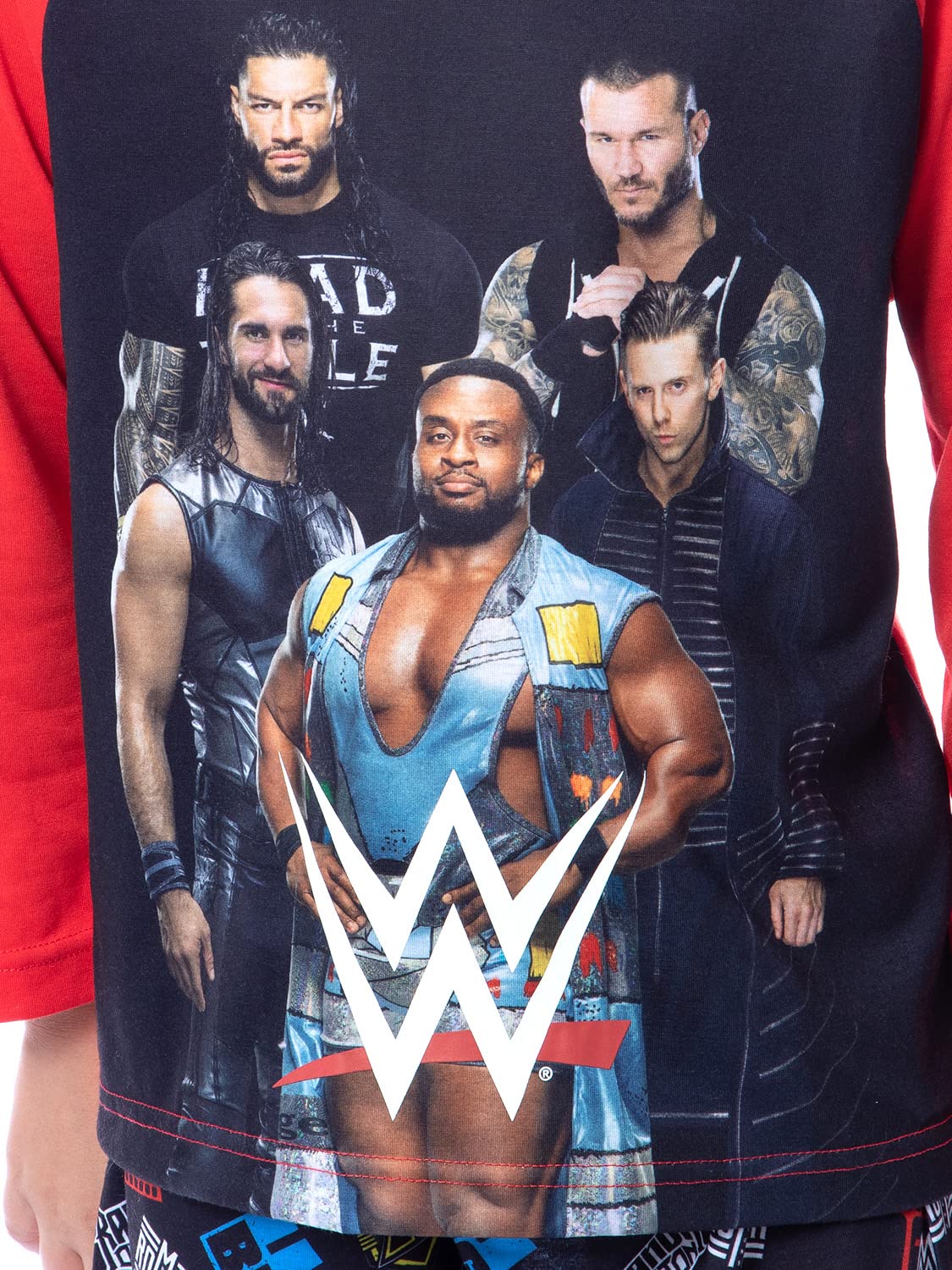 INTIMO WWE Boys' Wrestling Randy Orton Roman Reigns Raglan Sleep Pajama Set (4/5) Black