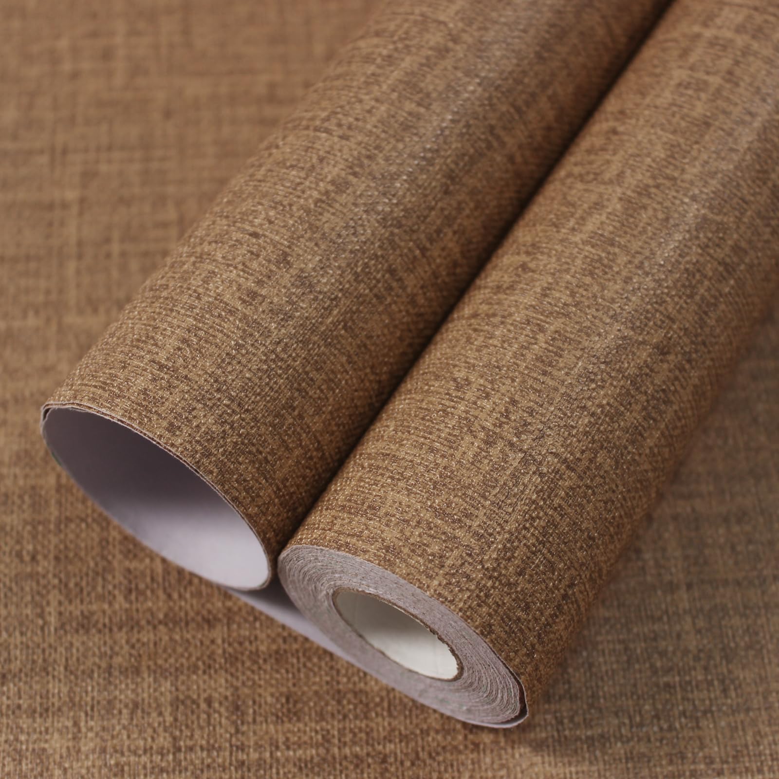 WADILE Grasscloth Peel and Stick Wallpaper 15.7in x 78.7in, Textured Contact Paper for Cabinets, Faux Linen Wall Paper Pull and Stick, Fabric Vinyl Wallpaper Self Adhesive Coffee