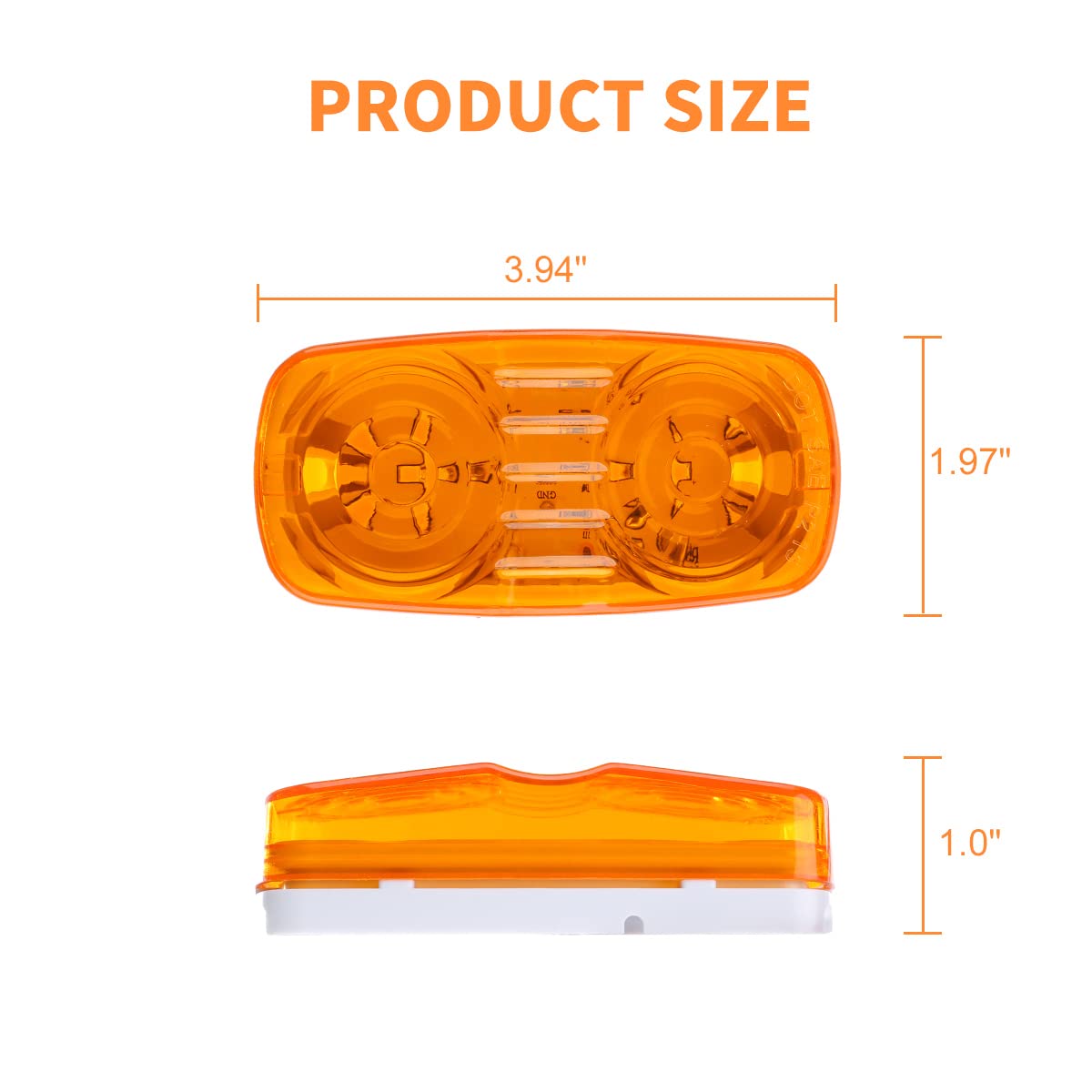 VINAUO Trailer Marker LED Clearance Lights, 14X Double Bullseye 7 Red & 7Amber 12 LED Side Marker Light Indicator 4x2 Inch Tiger Eye Surface Mount Taillights for Vehicles Truck RV Camper