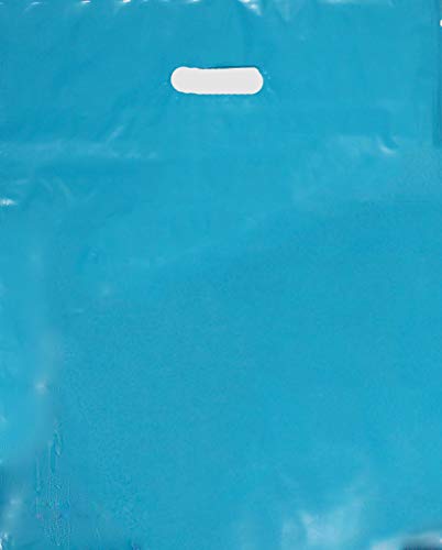 100 12"X15" Durable Merchandise bags Pick ur Color Die Cut Handle-Glossy finish-Anti-Strech-100% Recyclable. For Retail store, Party favors, Handouts and more by Best Choice (Teal Blue)