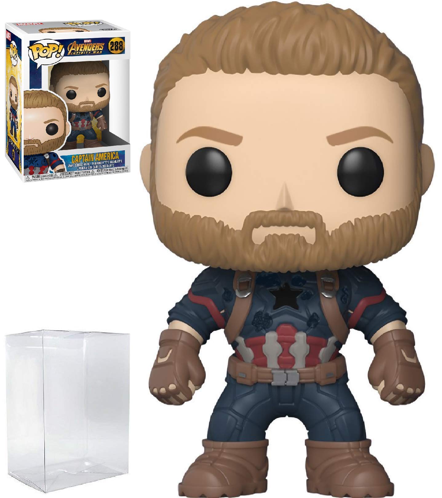 POP Marvel: Avengers Infinity War - Captain America Funko Pop! Vinyl Figure (Bundled with Compatible Pop Box Protector Case), Multicolored, 3.75 inches
